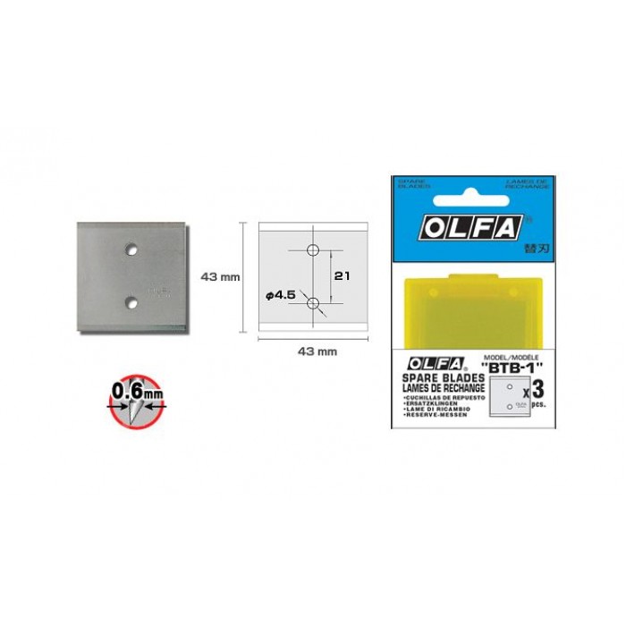 (Olfa BTB-1 - 6pc) £2.77 - Olfa BTB-1 Heavy duty spare blade for Olfa BTC-1 Scraper